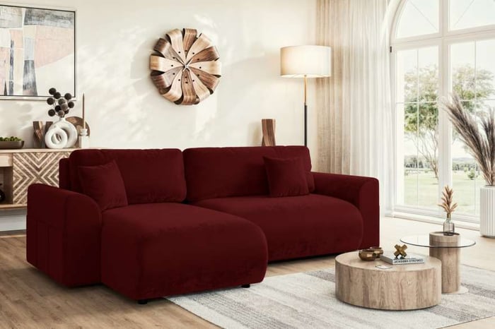Corner Sofa Bed LORRAINE Burgundy Dako Furniture