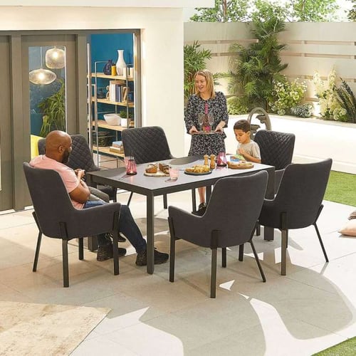 Genoa Fabric 6 Seat Rectangular Dining Set - Dark Grey | Dako Furniture