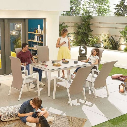 Venice 6 Seat Rectangular Dining Set - White | Dako Furniture